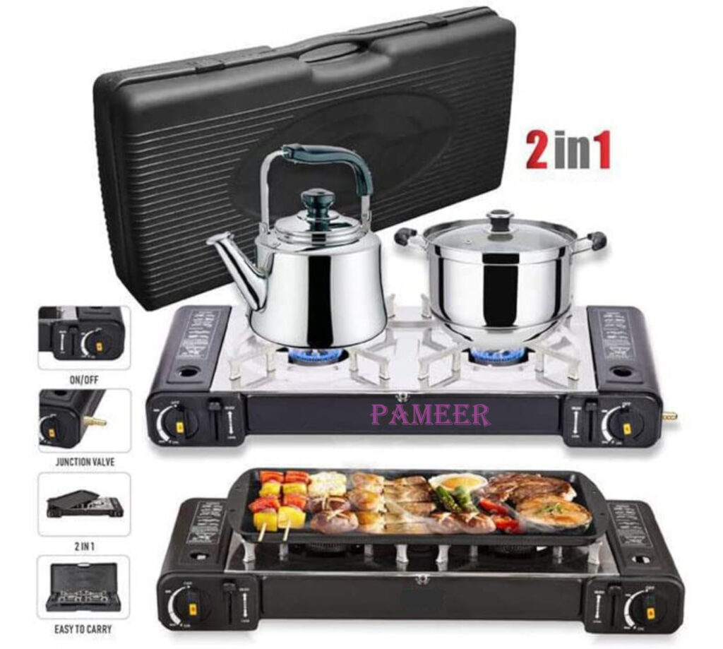 Double Burner Portable Gas Stove with Food Shovel & Carry Box. – Pameer ...